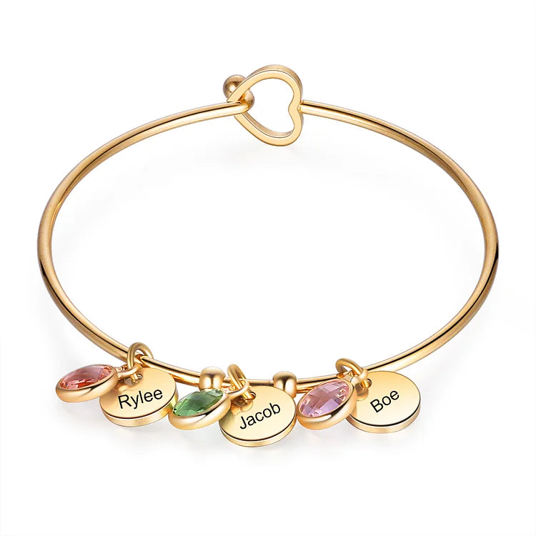 Personalized Birthstone Bracelet Custom Names Bracelet – Melody Necklace
