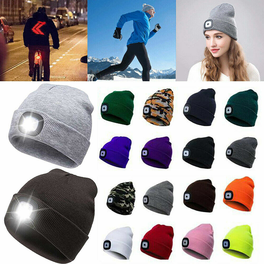 Rechargeable Winter LED Beanie Running Light Up Beanie Hat – Melody ...