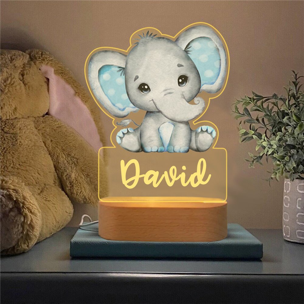 Personalized Elephant Night Light Custom Name LED Lamp for Kids ...