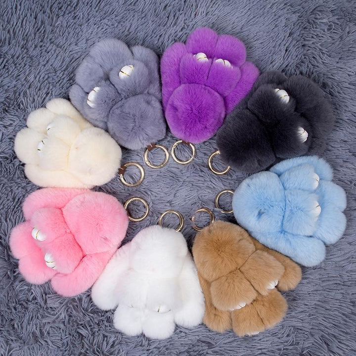 Fluffy Bunnies Fuzzy Fur Ball Pom Pom keychain- Bunny Keychain Cute Ke ...