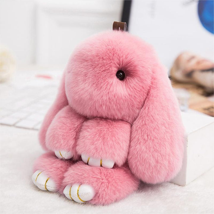 Fluffy Bunnies Fuzzy Fur Ball Pom Pom keychain- Bunny Keychain Cute Ke ...