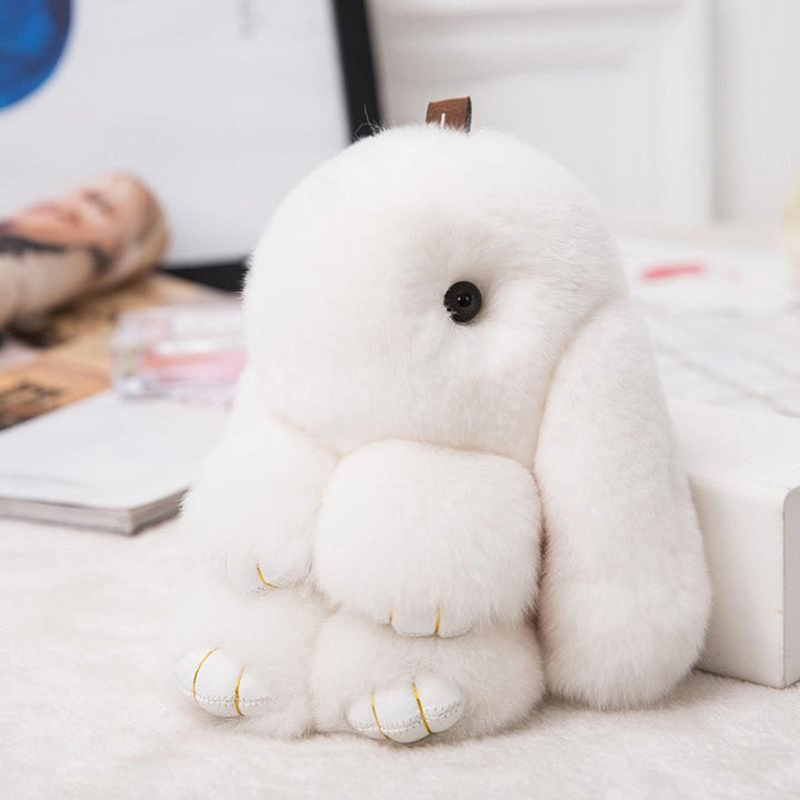 Fluffy Bunnies Fuzzy Fur Ball Pom Pom keychain- Bunny Keychain Cute Ke ...