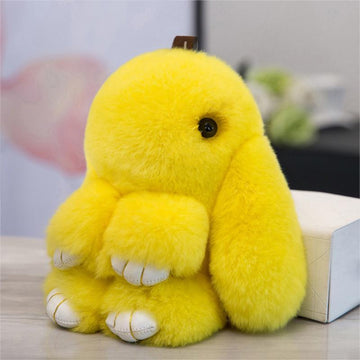 Fluffy Bunnies Fuzzy Fur Ball Pom Pom keychain- Bunny Keychain Cute Ke ...