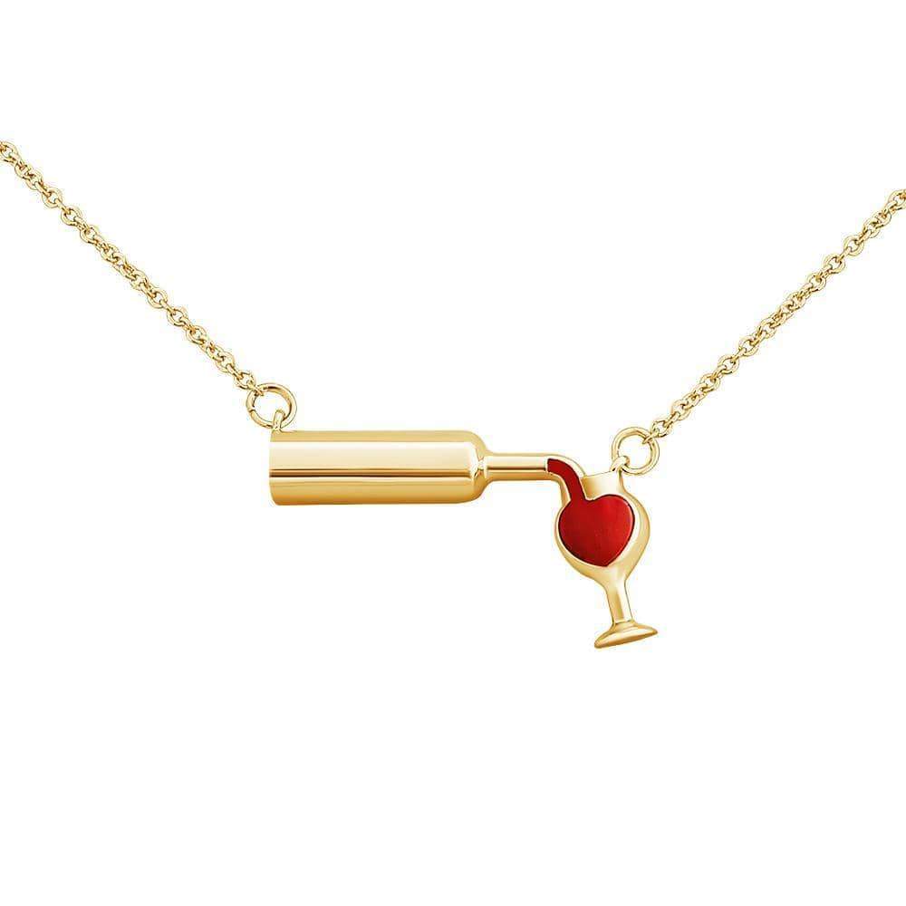 Red Wine Lover Wine Glass Bottle Heart Pendant Necklace – Melody Necklace