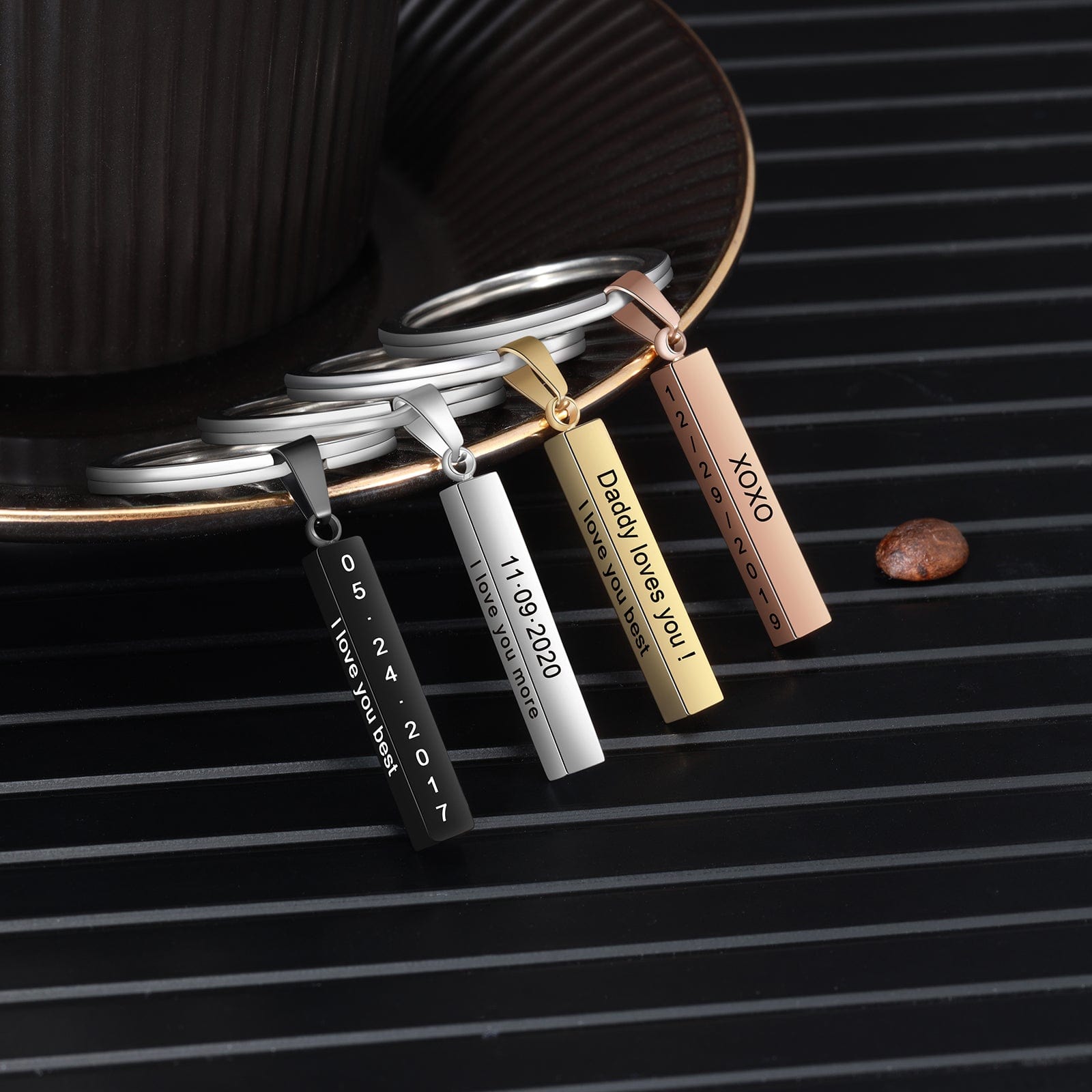 Vertical Bar Keychain Personalized 4 Sides 3D Bar Keychain – Melody ...